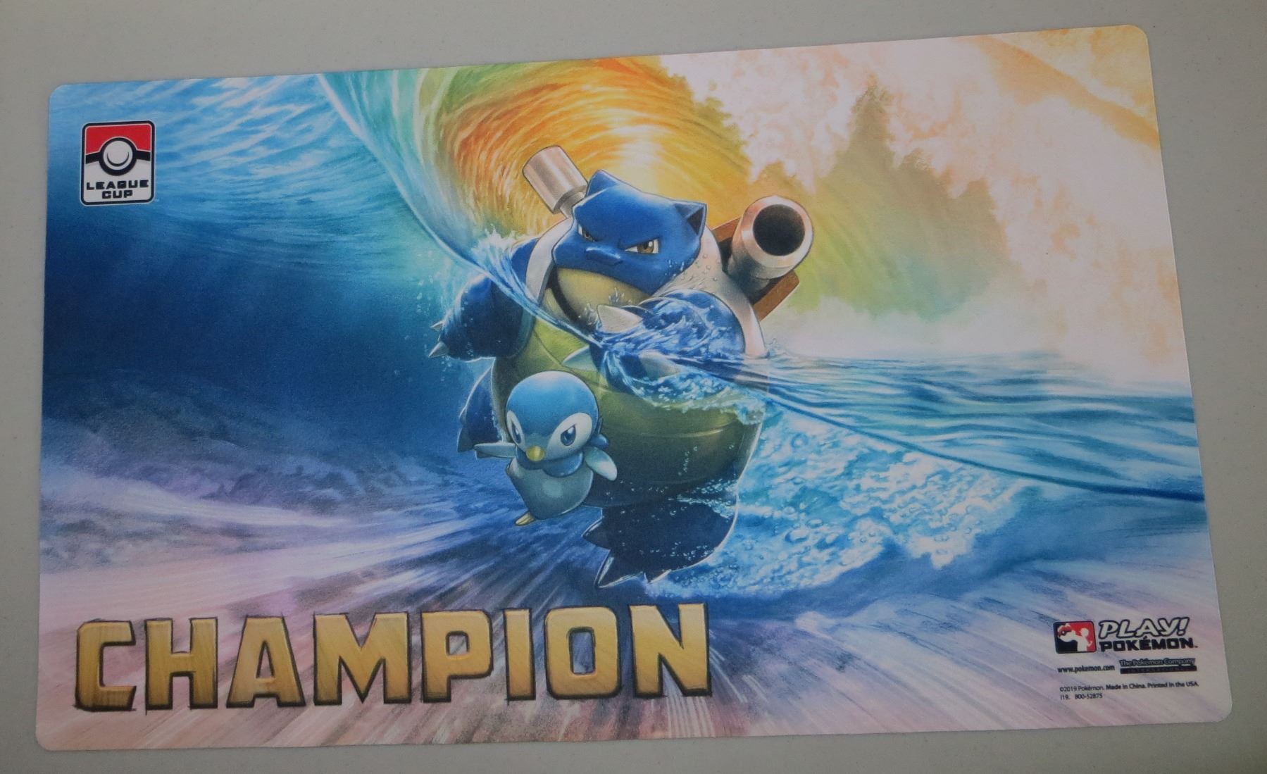 2019 Pokemon League Cup Champion Playmat Blastoise & Piplup