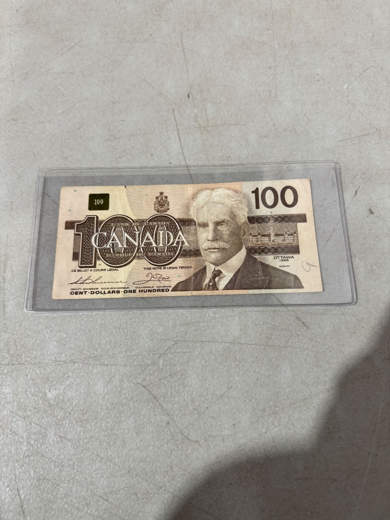 One 1988 one hundred dollar bill