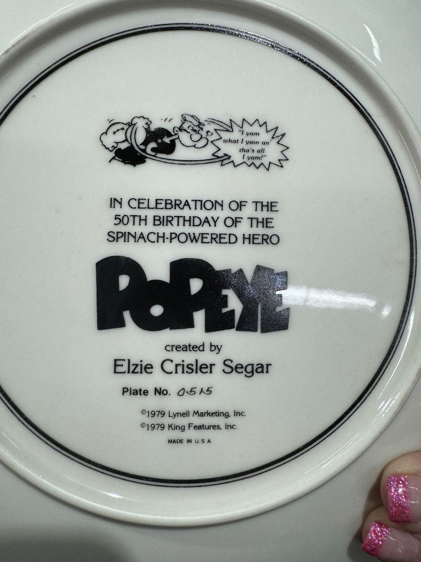 Popeye 50th anniversary collector plate