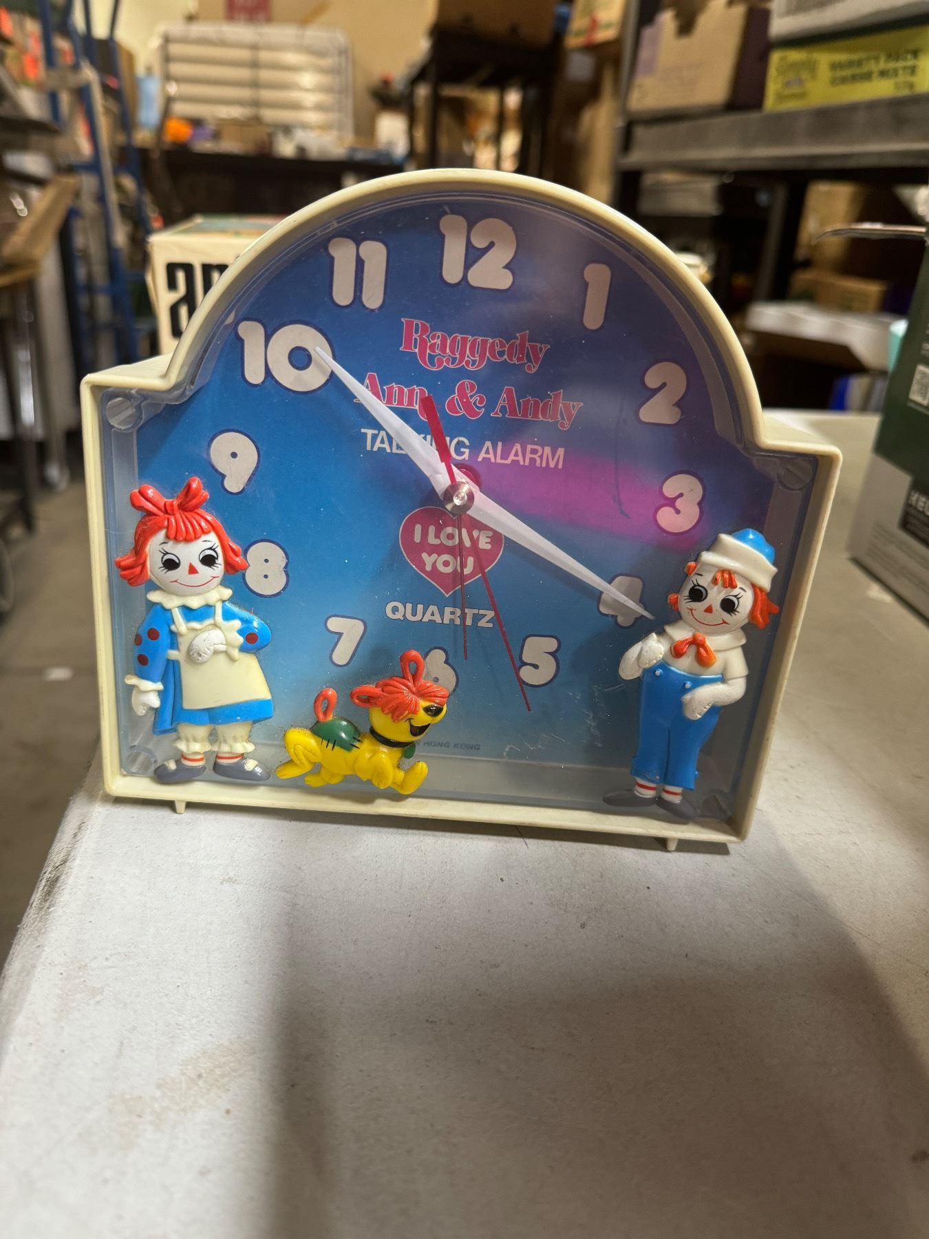 Raggedy Ann &Andy talking alarm clock working