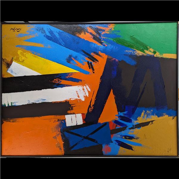 American Jon Henry 1916-90 Acrylic Abstract Painting Titled "Paragon ...
