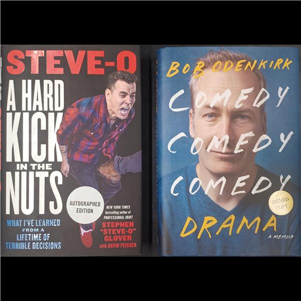 Pair Of Autographed Books Signed By Comedians Steve-O + Bob Odenkirk