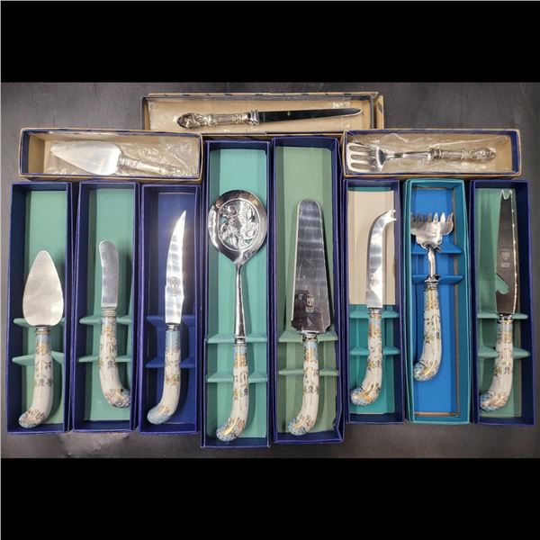 3Pc Sterling Handle Utensils 94g and 8Pc Sheffield Stainless Utensils