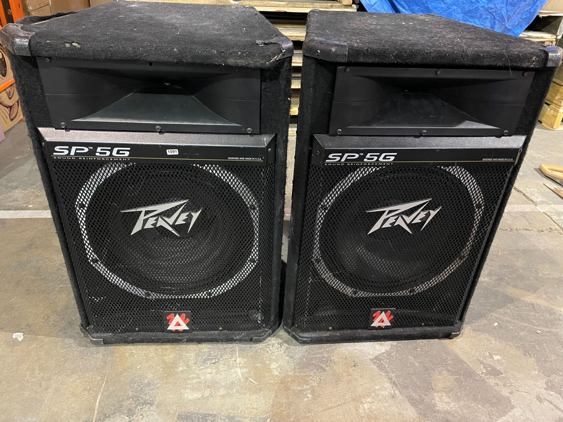 Lot of 2 Peavey SP 5G Sound Reinforcement Loud Speakers - Used