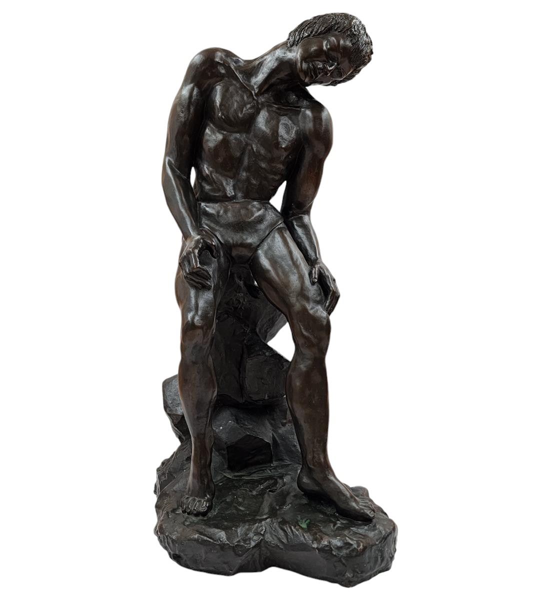 A Bronze Male Figure Male Bronze Sculpture Signed D. Schepps 70 Modern ...