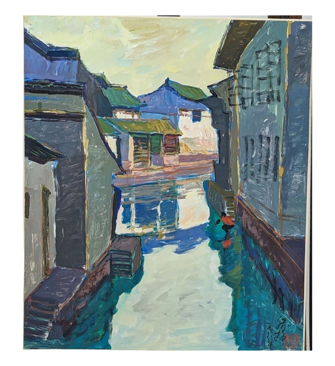 Yang Tie Born 1935 Chinese Artist Acrylic Landscape Painting Signed ...