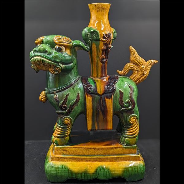 Large Chinese Tri-Color Tang Style Ceramic Foo Dog