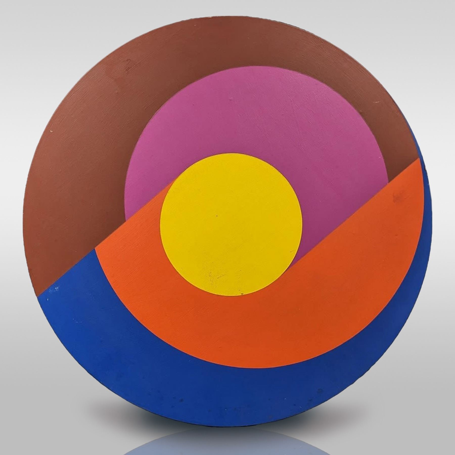 American Jon Henry 1916-90 Original Acrylic Abstract Painting On Round ...