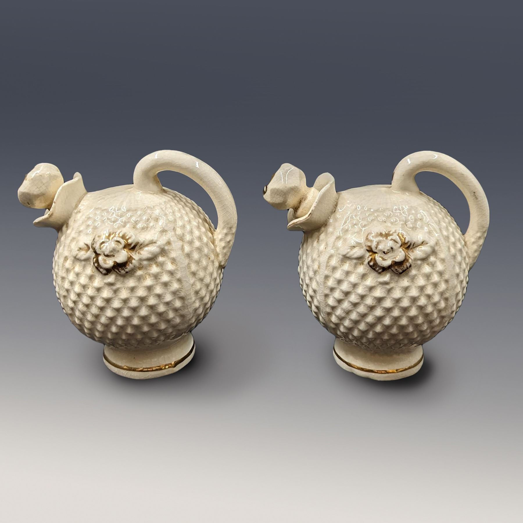 An Antique Pair Of Japanese Hand Crafted Porcelain Cruets With Gilt ...