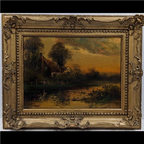 An Antique Signed "Pook" Oil On Canvas Landscape Painting
