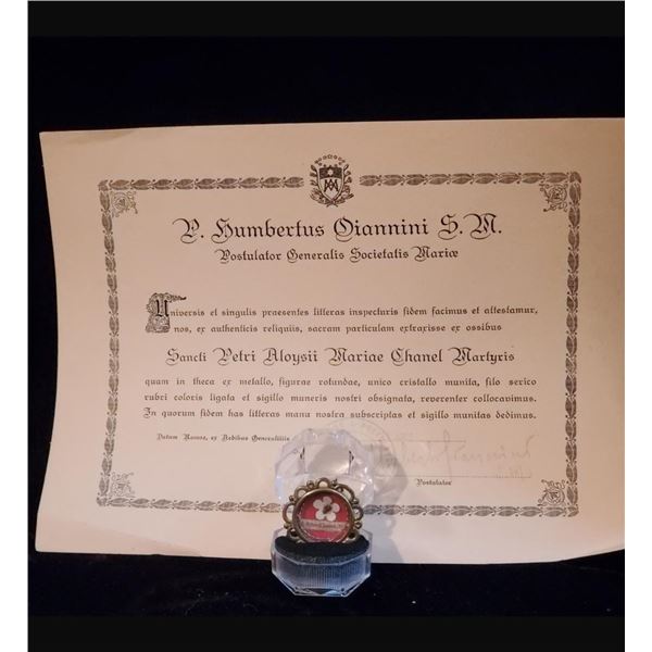 1st class relic of Saint Peter Maria Chanel, Martyr, with ...