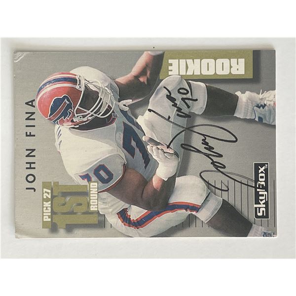 John Fina signed 1992 Skybox #357 trading card
