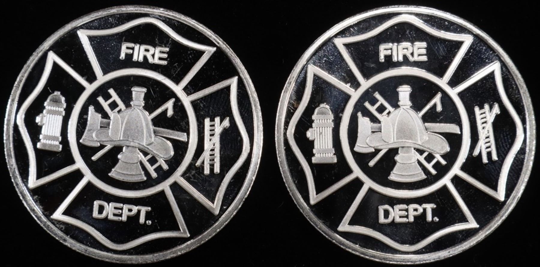 (2) 1 OZ .999 SILVER FIRE DEPARTMENT ROUNDS
