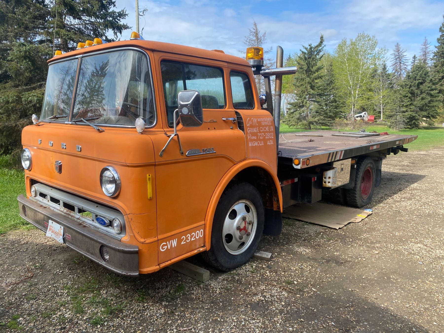 1957 Ford C550, 460 Automatic, 18 ft. Sliding Deck Truck, c/w Wheel ...