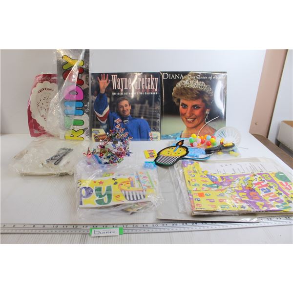 Wayne Gretzky And Princess Diana Calendars Sealed Assorted Birthday Supplies Bodnarus