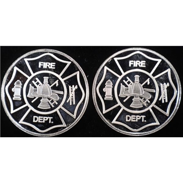 (2) 1 OZ .999 SILVER FIRE DEPARTMENT ROUNDS