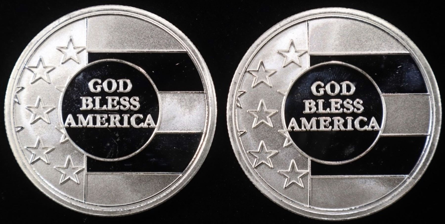 (2) 1 OZ .999 SILVER GOD BLESS AMERICA ROUNDS