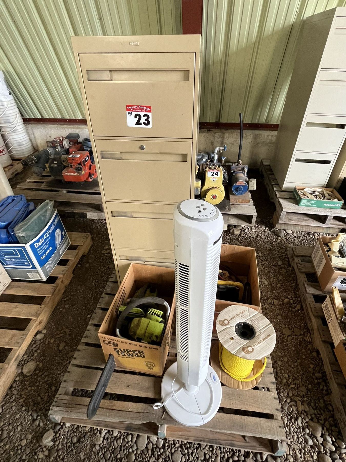 Filing Cabinet, Fan, Rope, Chainsaws