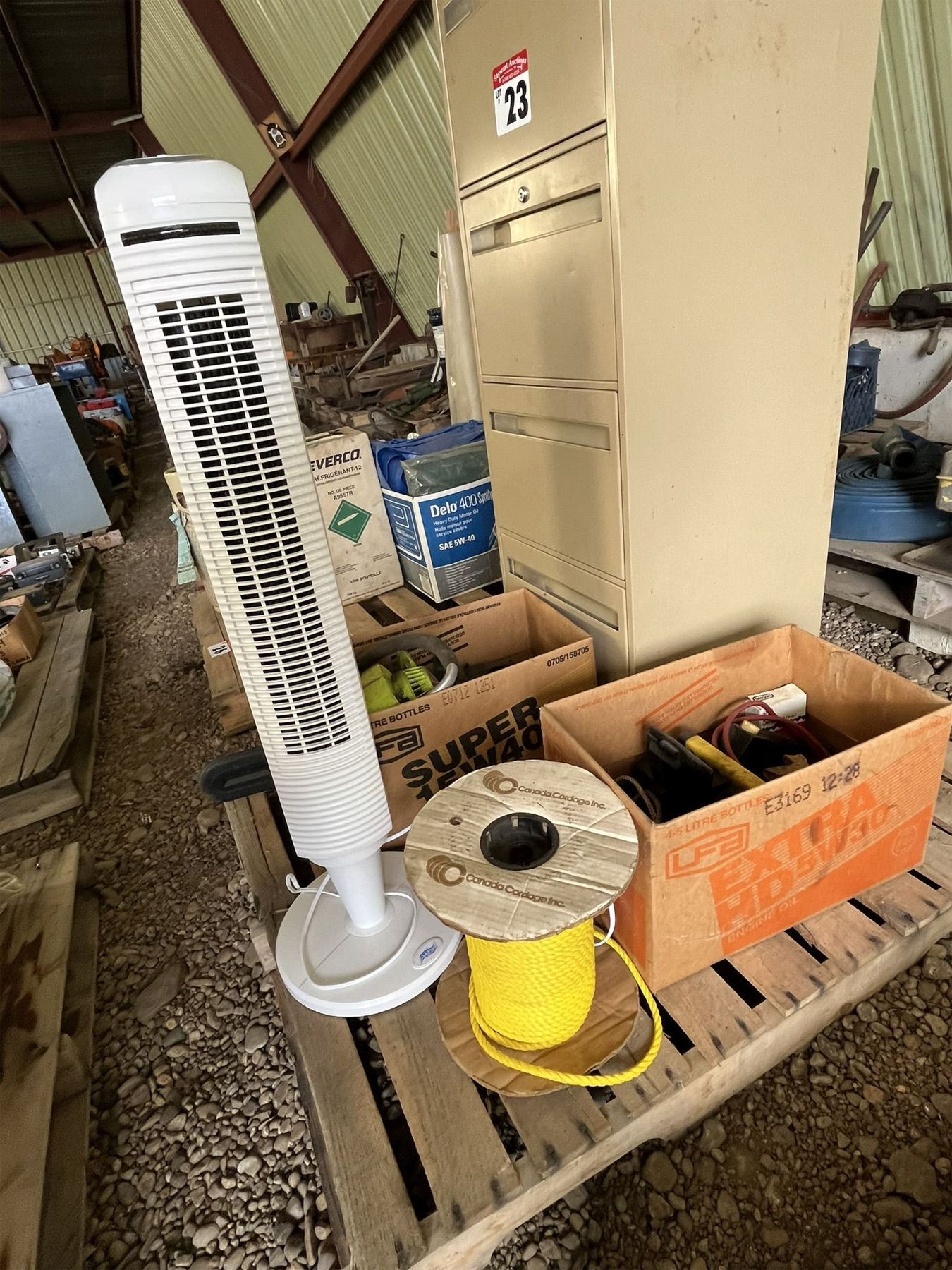 Filing Cabinet, Fan, Rope, Chainsaws