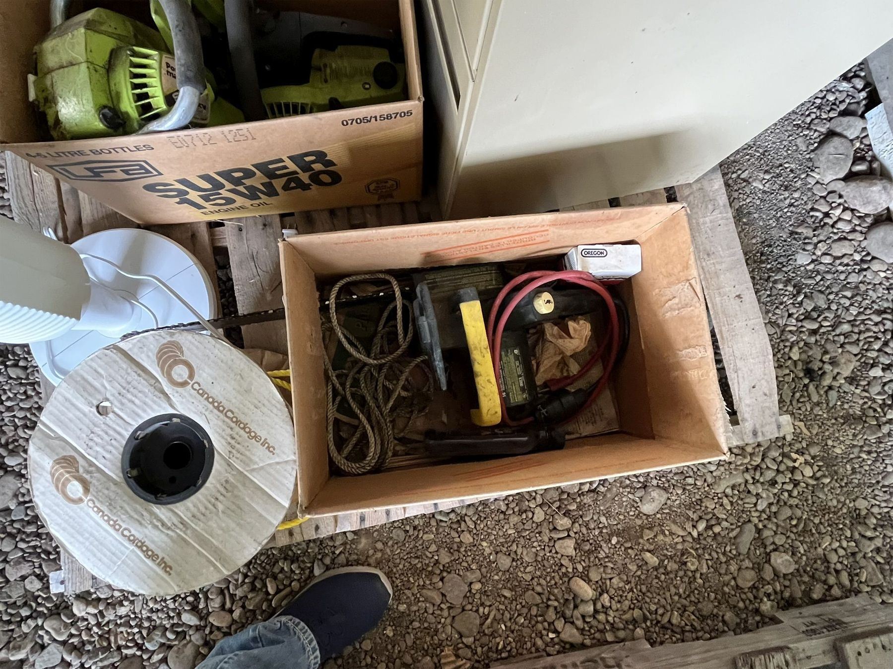 Filing Cabinet, Fan, Rope, Chainsaws