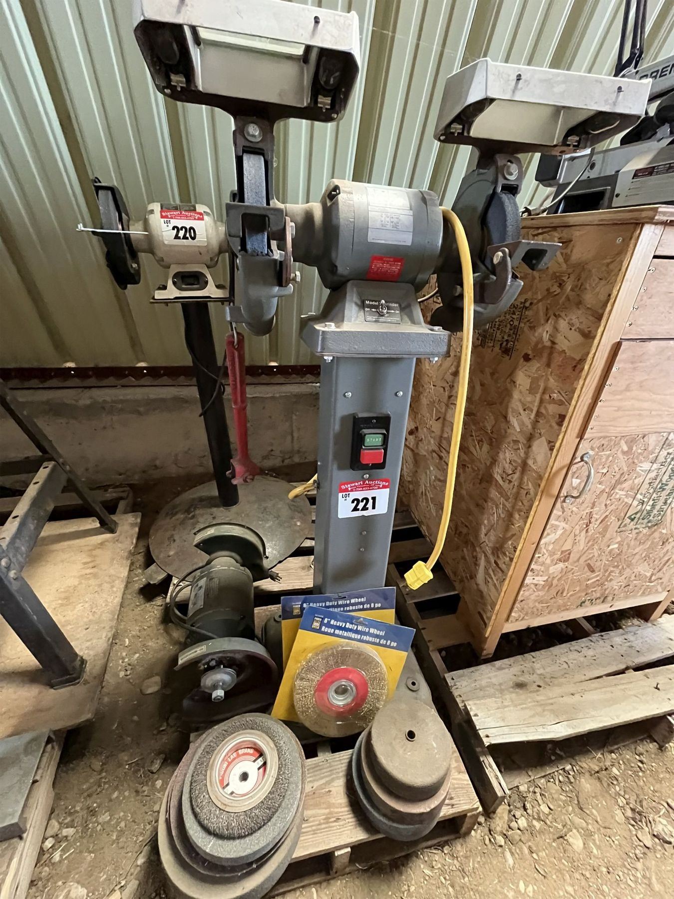 Rockwell 1/2HP Grinder on Stand with Wheels, 1 extra Grinder AI 1HP