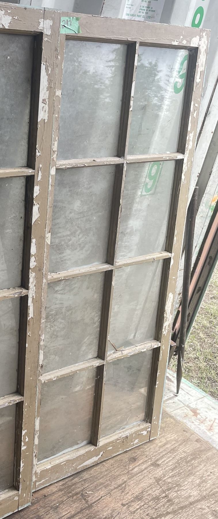 Eight Pane Vintage Farm House Antique Wood Window Frame , 24.5" x 54.5"