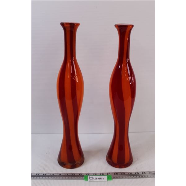Modern Art Deco Vases Pair 20x4 Bodnarus Auctioneering