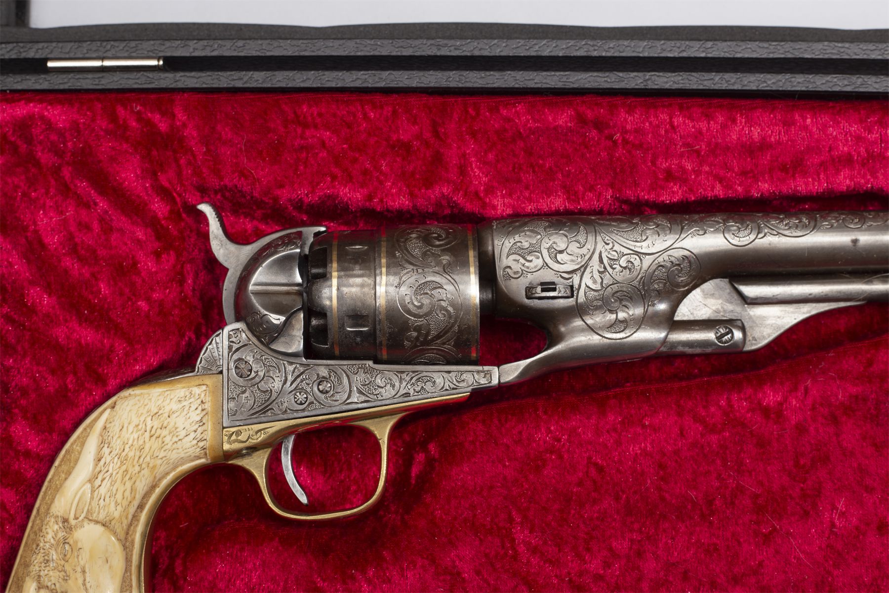 Engraved Colt Model 1860 Army Revolver with Bone Grips & Presentation Case