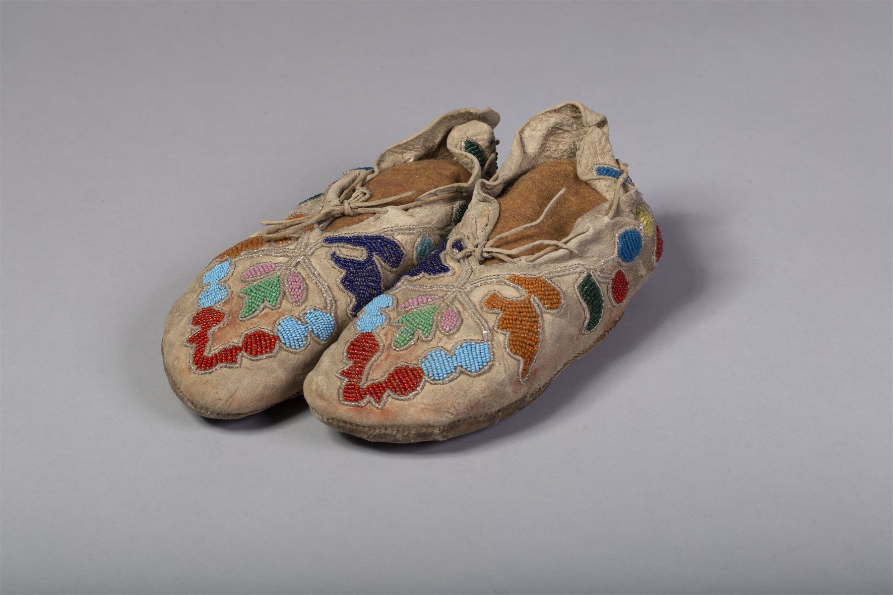 Santee Sioux Floral-Designed Beaded Moccasins