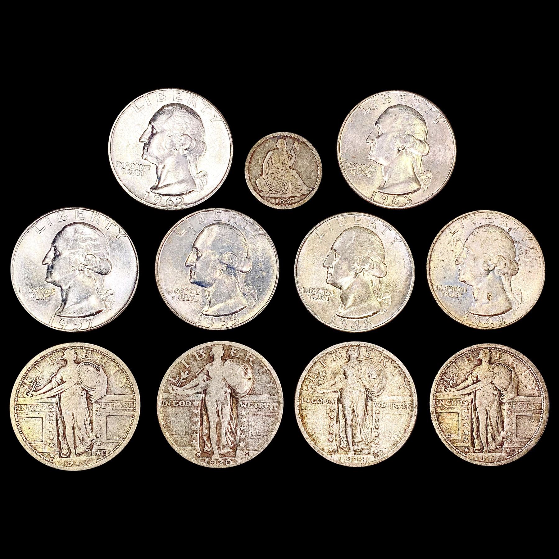 [11] Varied US SilveCoinage [1837, [2] 1917, 1918-S, 1930-S, 1948, 1948-D, 1955-D, 1957, 1962, 1963]