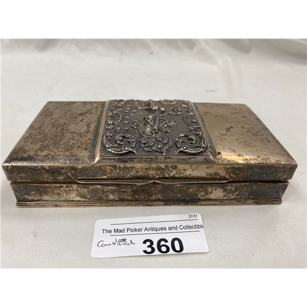 Vintage Sterling Silver Wood Lined Trinket Jewellery Box
