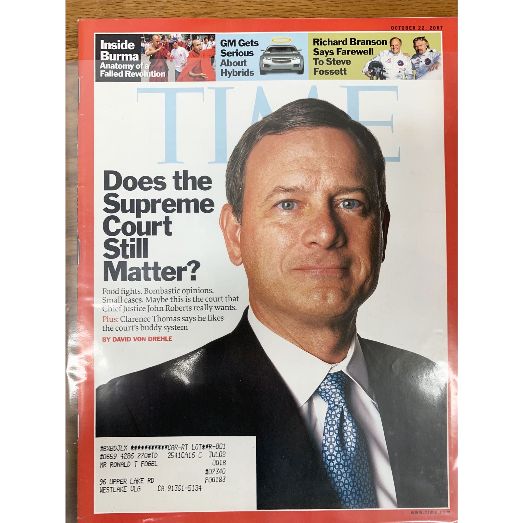 TIME Magazine 2007 John Roberts Issue