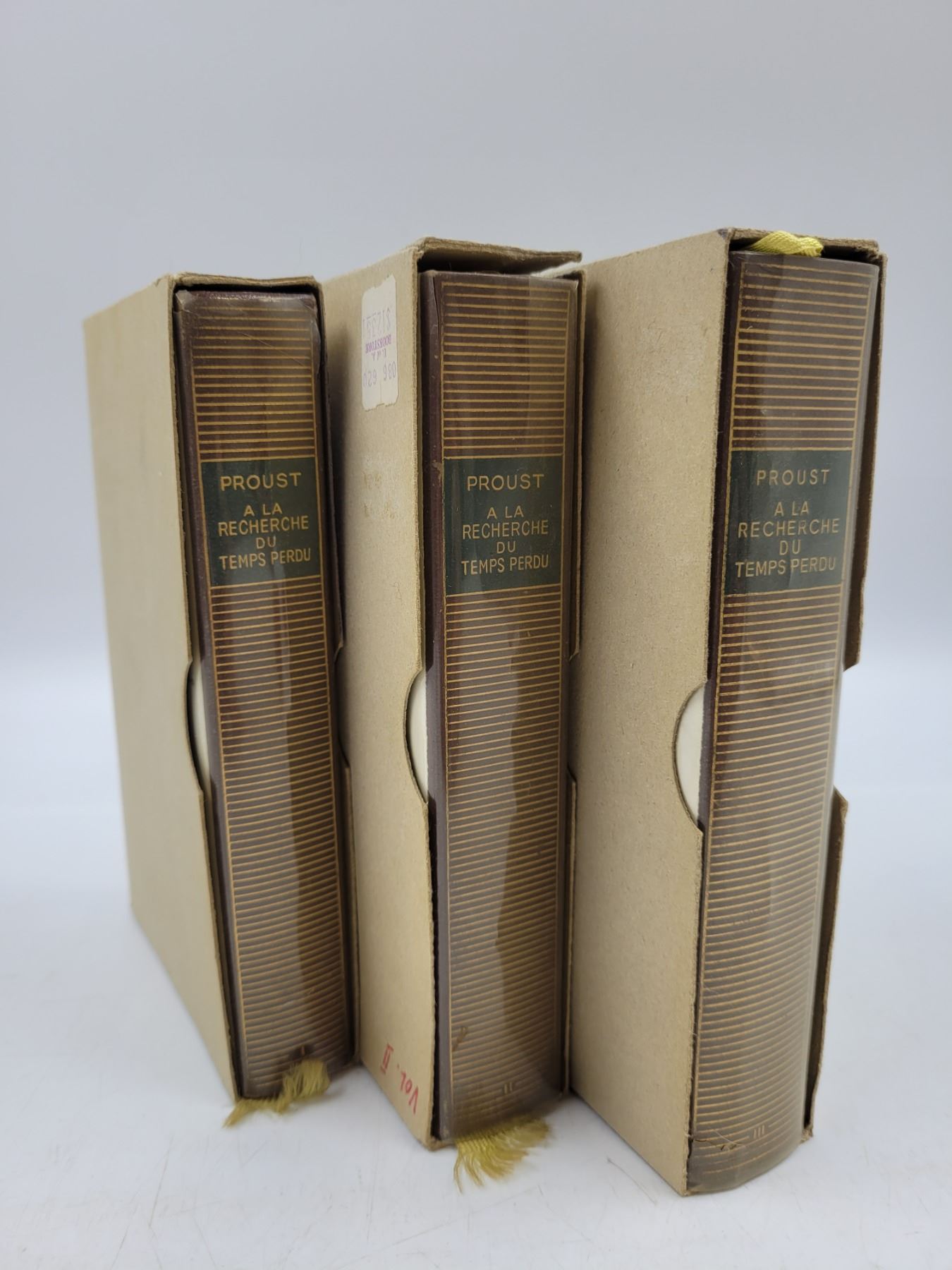 Antique French Novelist Marcel Proust 3 Volume Book Set