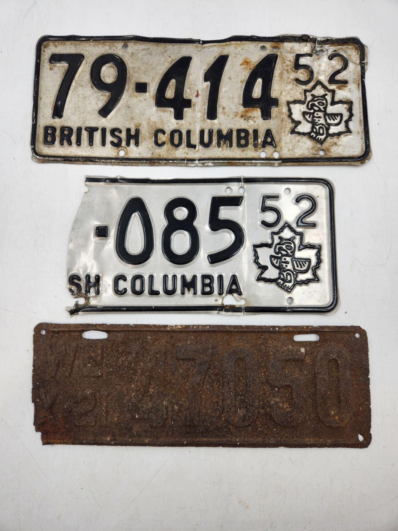 Vintage British Columbia License Plate Lot
