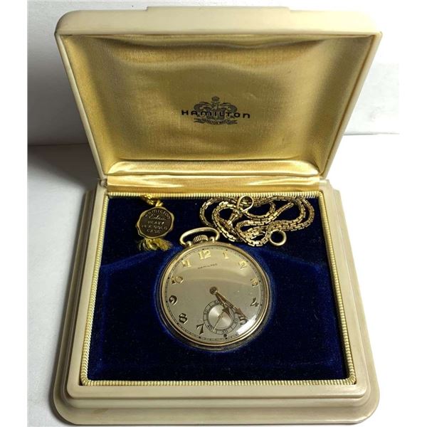Rare 1939 Hamilton 14k Gold 65.4 Grams "Chevy 100 Car" Club Pocket Watch