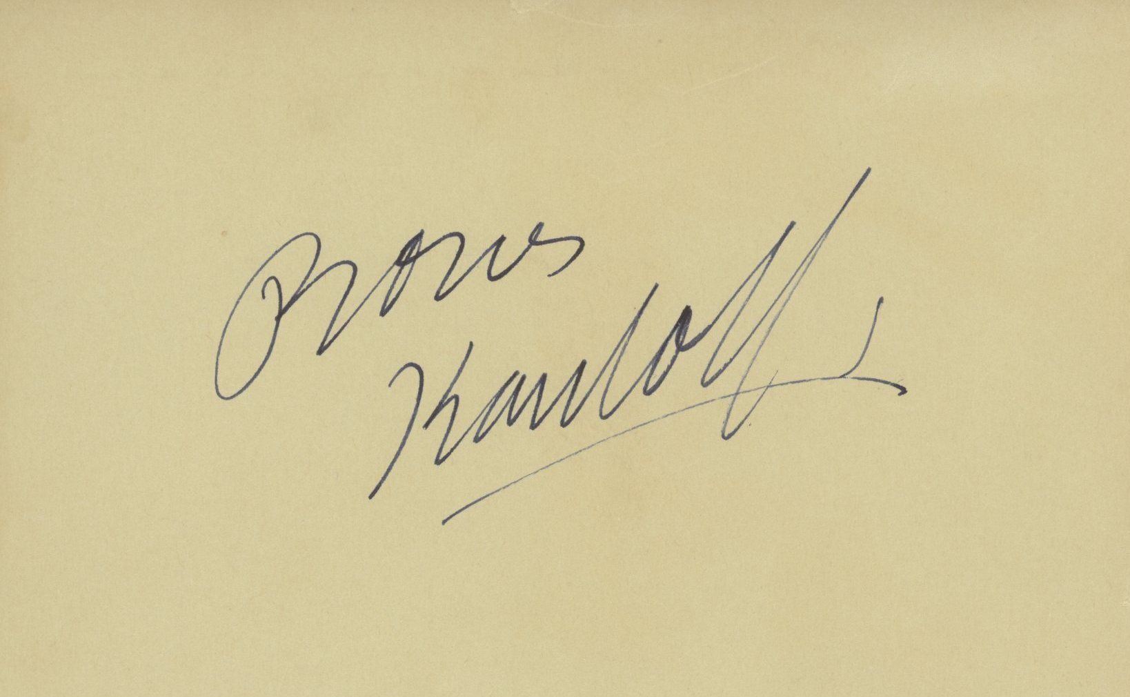 Boris Karloff signature cut. GFA Authenticated