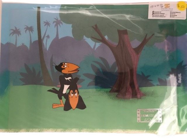 Heckle & Jeckle animation cel & drawing