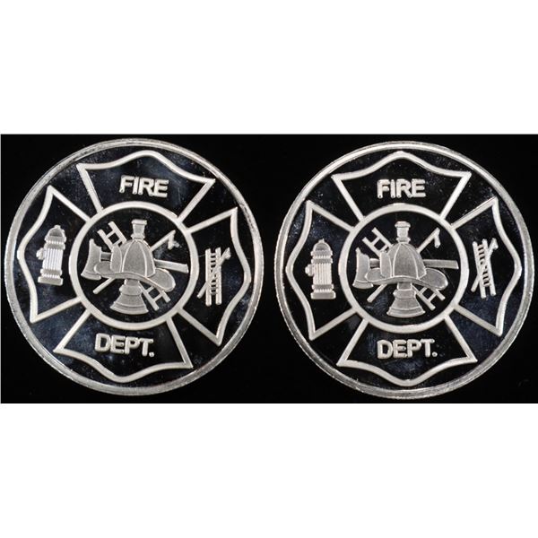 (2) 1 OZ .999 SILVER FIRE DEPARTMENT ROUNDS