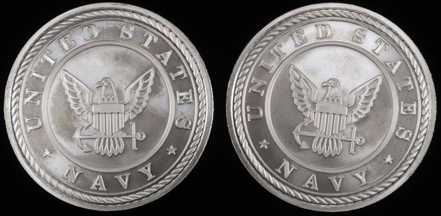 (2) 1 OZ .999 SILVER US NAVY ROUNDS