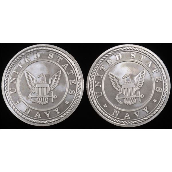 (2) 1 OZ .999 SILVER US NAVY ROUNDS