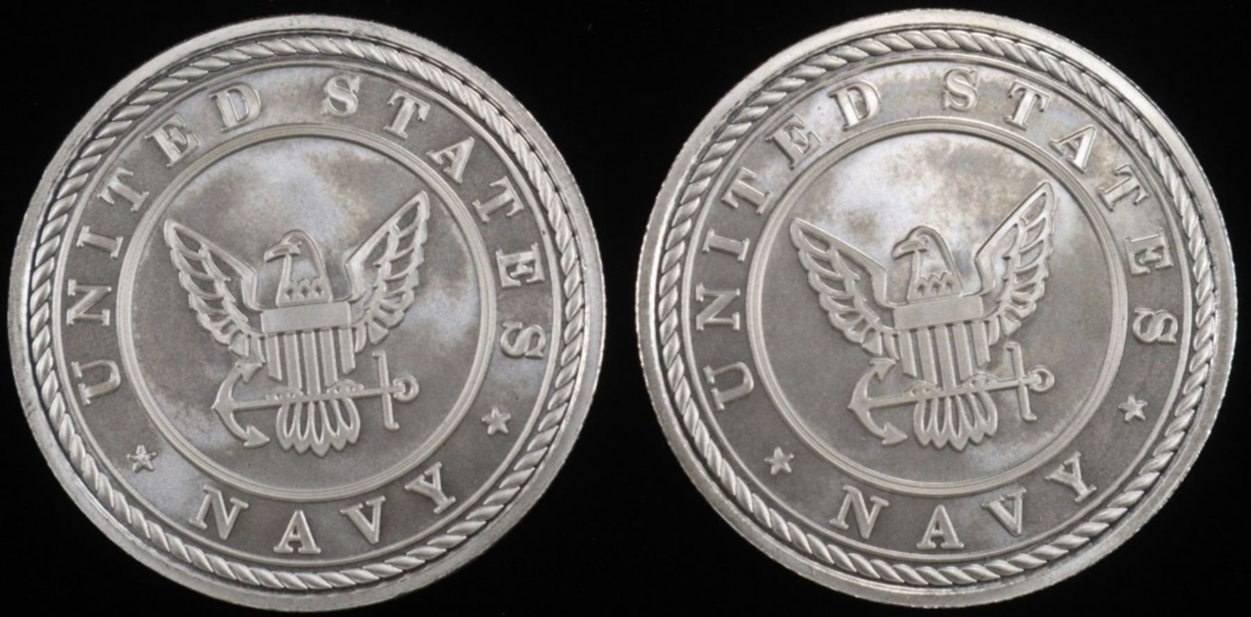 (2) 1 OZ .999 SILVER US NAVY ROUNDS