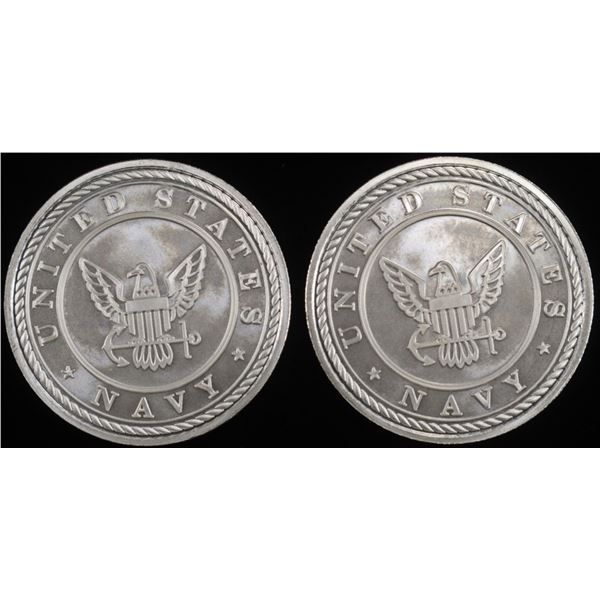 (2) 1 OZ .999 SILVER US NAVY ROUNDS