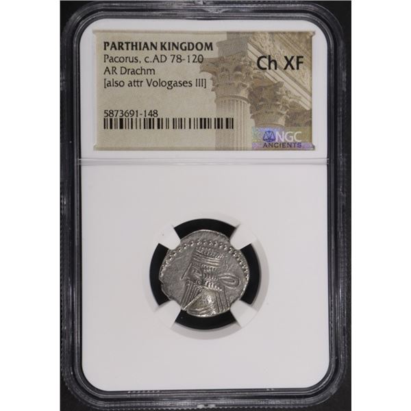 c.AD 78-120 PACORUS PARTHIAN KINGDOM NGC CH XF