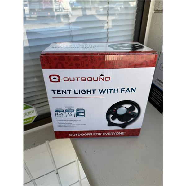 Outbound tent light with fan