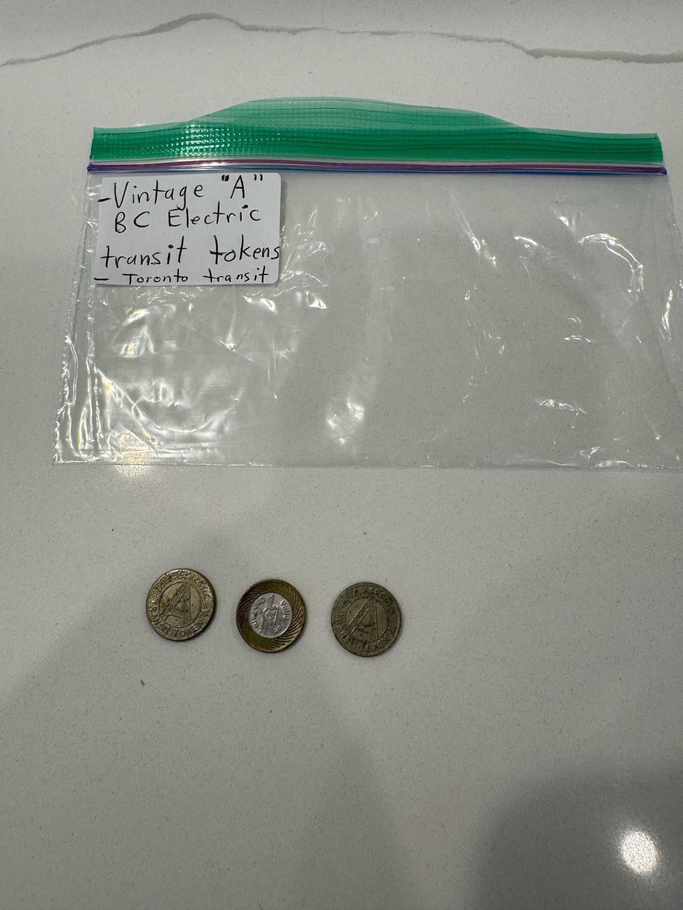 Vintage "A" BC electric transit tokens -Toronto transit