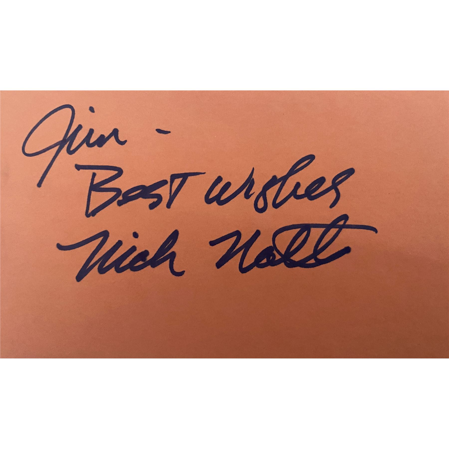 48 Hours star Nick Nolte signed note