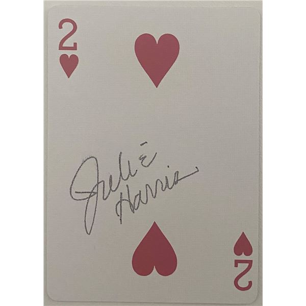 Actress Julie Harris signed playing card