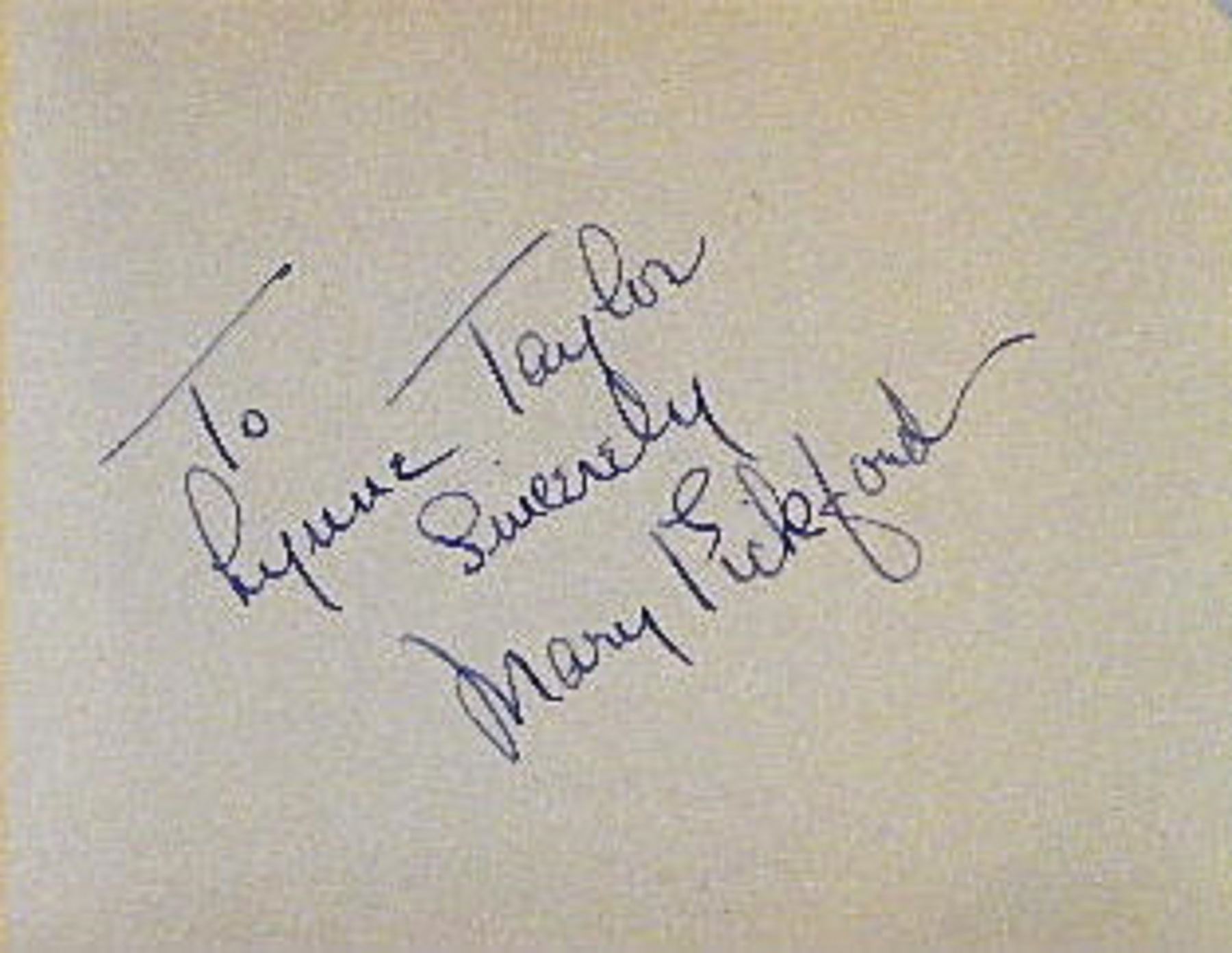 Mary Pickford signature slip
