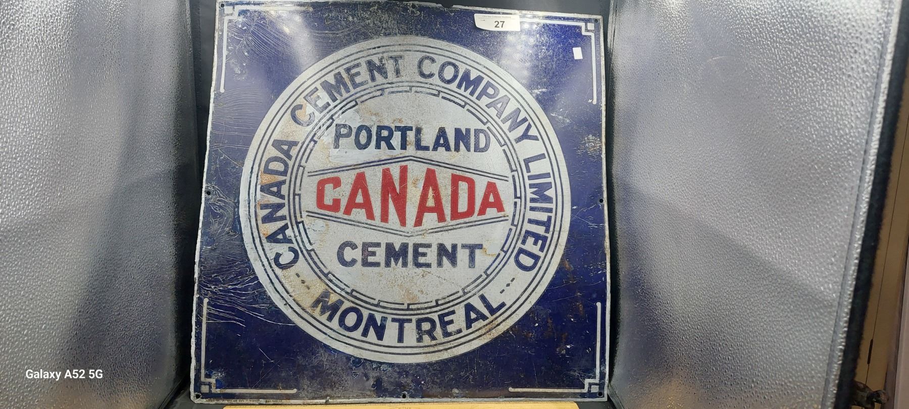 Vintage porcelain sign Portland Cement Canada 22"x22"