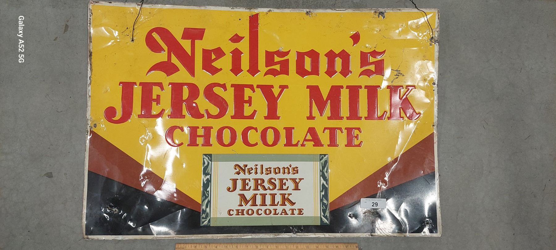 Vintage tin Neilson's Jersey Milk Chocolate sign 36"x24"